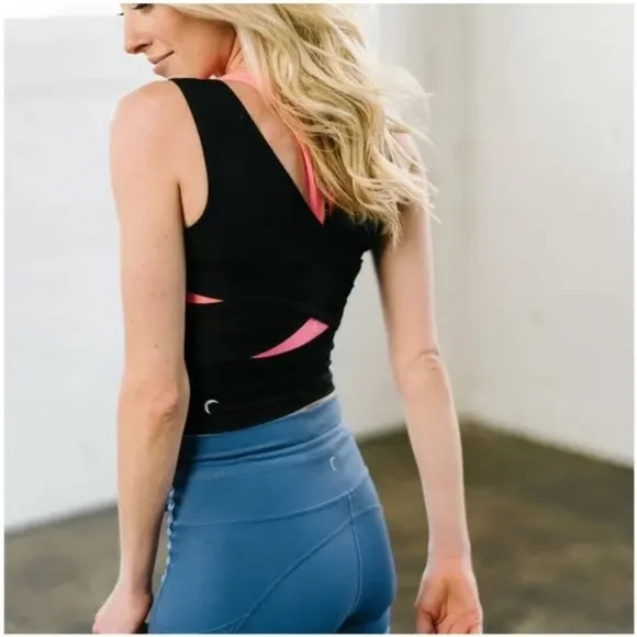 ZYIA | Tops | Zyia Black Ribbed V Tank | Poshmark